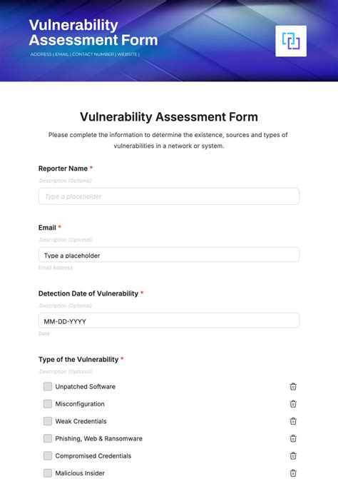 Free Vulnerability Assessment Form Template To Edit Online