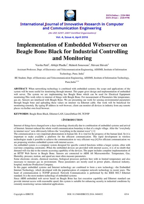 Pdf Implementation Of Embedded Webserver On Beagle Bone Black For