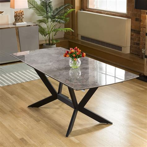 Huge Emperor Grey Ceramic Dining Table Rectangle Extends 1 5 2m Quatropi