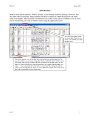 SPSS Basics 1 PH 647A Spring 2008 SPSS BASICS With Its Menu Driven Interface SPSS Is Actually