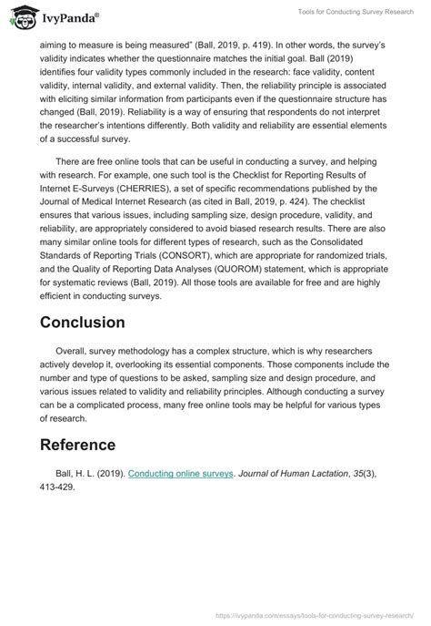 Tools For Conducting Survey Research 601 Words Critical Writing Example