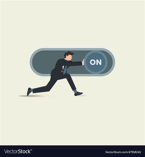 Businessman Pushing Toggle Switch On Button Vector Image