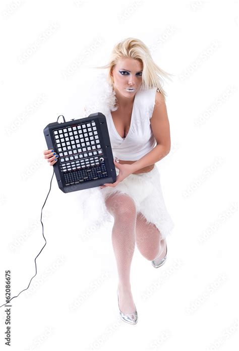 Sexy Girl Posing With Audio Equipment Stock Photo Adobe Stock