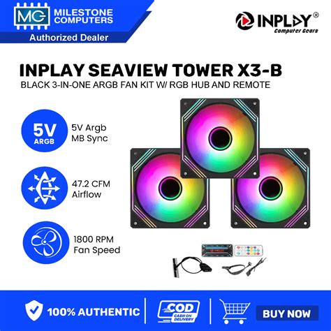 Inplay Seaview Tower X3 B X3 W 3in1 Case Fan Argb Black And White Argb Fan Kit Shopee Philippines