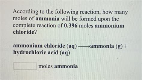 Solved According To The Following Reaction How Many Moles