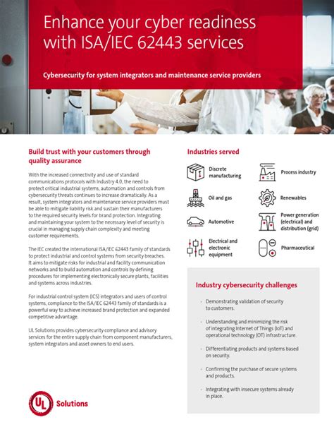 Isa Iec 62443 System Integrators Infosheet Pdf
