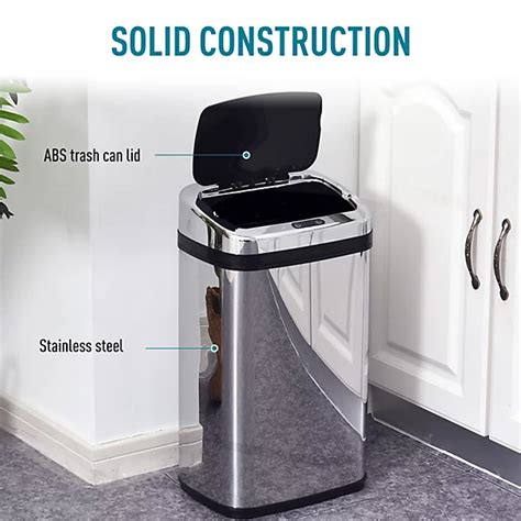 Homcom 30l Automatic Kitchen Bin With Lid And Infrared Motion Sensor Silver