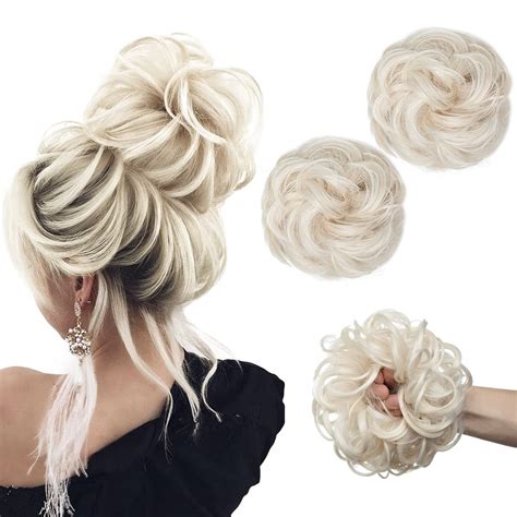 Platinum Blonde Hair Buns 2 Pieces
