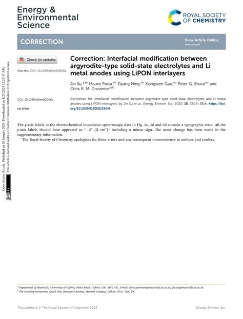 Pdf Correction Interfacial Modification Between Argyrodite Type