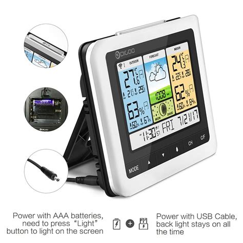 Digoo DG-TH8888 Pro Беспроводной датчик Метеостанция термометр ...