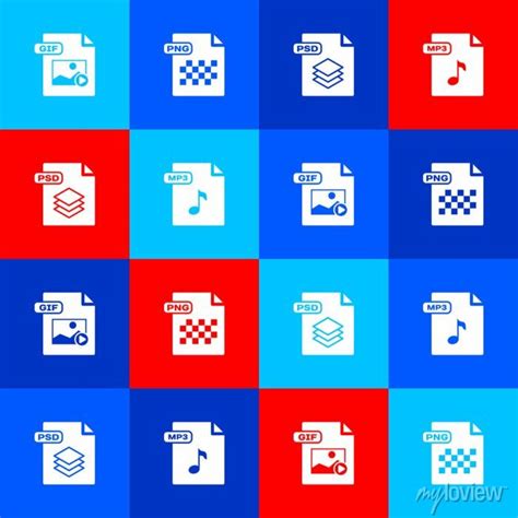 Set Gif File Document Png Psd And Mp3 Icon Vector Wall Mural Murals Website Interface