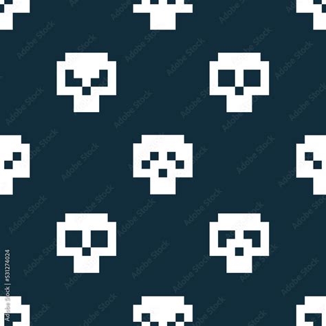 Abstract Skulls Pixel Art Seamless Pattern Vintage 8 Bit Pixel