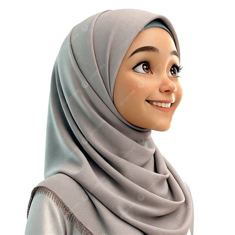 รูป3d Modeling Girl ในฮิญาบยิ้มภาพประกอบมุสลิม Png ฮิญาบ สาวยิ้ม