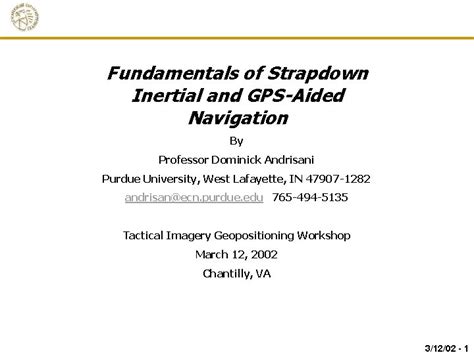 Fundamentals Of Strapdown Inertial And Gpsaided Navigation By