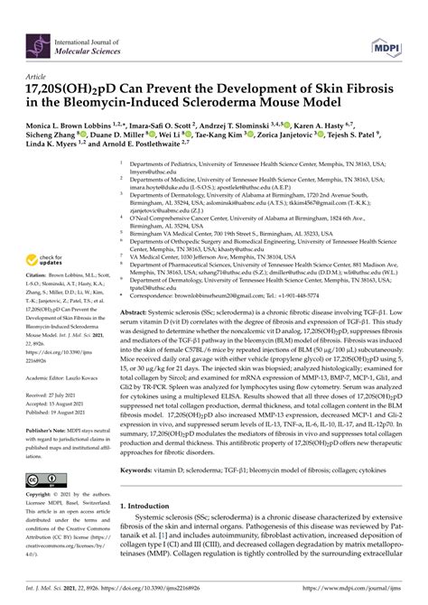 Pdf 1720soh2pd Can Prevent The Development Of Skin Fibrosis In The