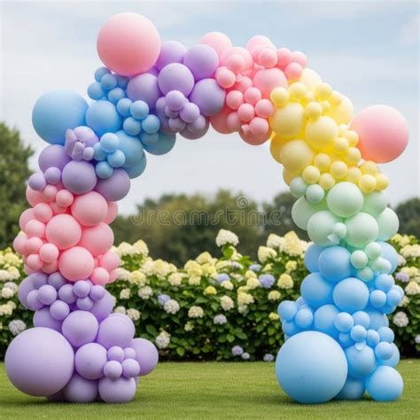 Pastel Balloon Arch Rainbow Stock Illustrations 212 Pastel Balloon