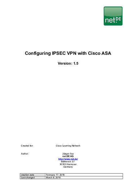 Ipsec With Cisco Asa Pdfcoffeecom
