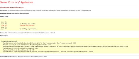 javascript unhandled execution error on javascriptcontext run stack