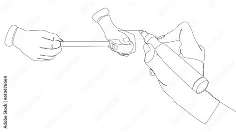 Vecteur Stock One Continuous Line Of Ruler Tape Drawn By With Felt Tip Pen Thin Line