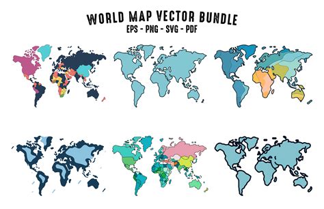 Separate Countries World Maps Vector Set Graphic By Gfx Expert Team · Creative Fabrica
