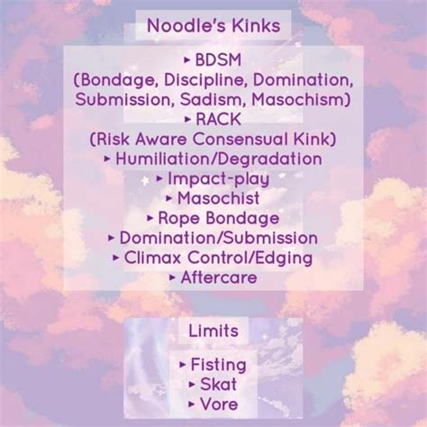 Noodles Kinks Bdsm Bondage Discipline Domination Submission