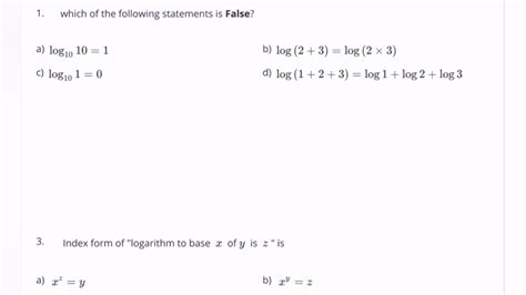 Quiz 2 Logarithms Part1 Youtube