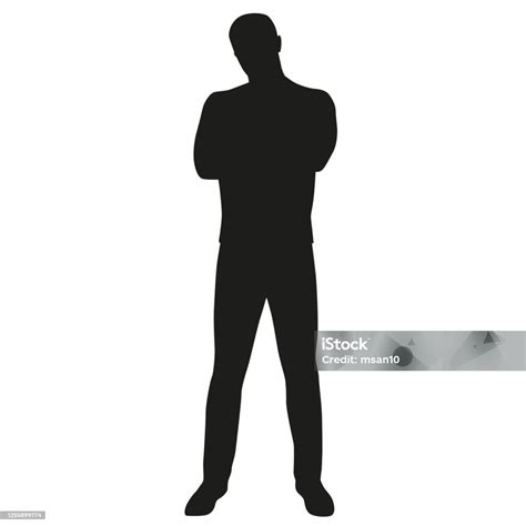 접힌 팔과 다리를 가진 남자의 실루엣 기울어진 머리를 가진 젊은 성공한 남자의 벡터 실루엣 실루엣에 대한 스톡 벡터 아트 및