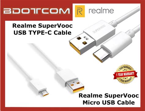 Realme Supervooc Fast Charging Cable Micro Usb Usb Type C For Realme