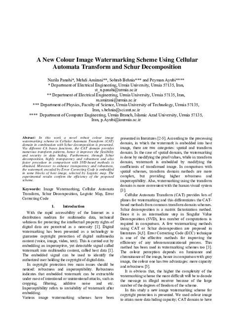 Pdf A New Colour Image Watermarking Scheme Using Cellular Automata