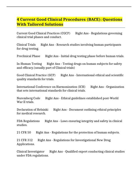 4 Current Good Clinical Procedures Bace Questions With Tailored Solutions Good Clinical