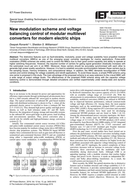 Pdf A New Modulation Scheme And Voltage Balancing Control Of Modular