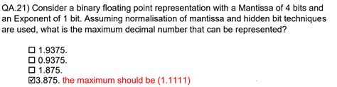 Solved Qa21 ﻿consider A Binary Floating Point