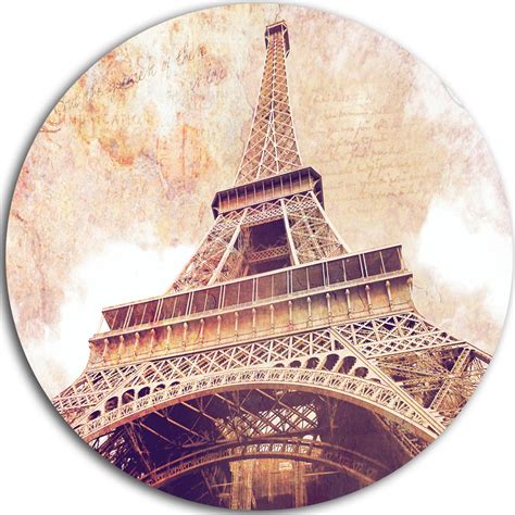Paris Eiffel Tower Paris Postcard Design Round Metal Wall Art 11