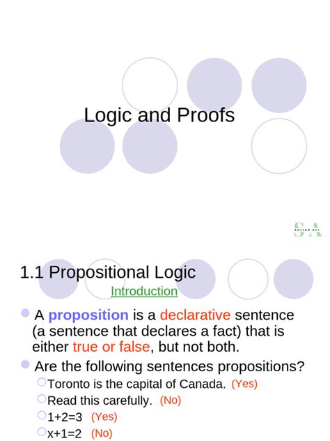 Lecture2 Logicandproofs Pdf If And Only If Proposition