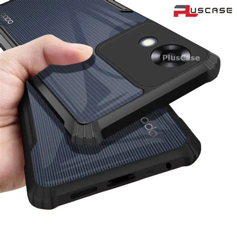 PlusCase For OPPO A17k Case Air Cushion Hard Crystal Clear Back Soft Border Shockproof Full