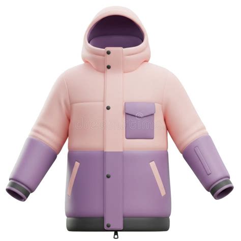 Pastel Pink And Purple Colorblock Winter Jacket Stock Illustration