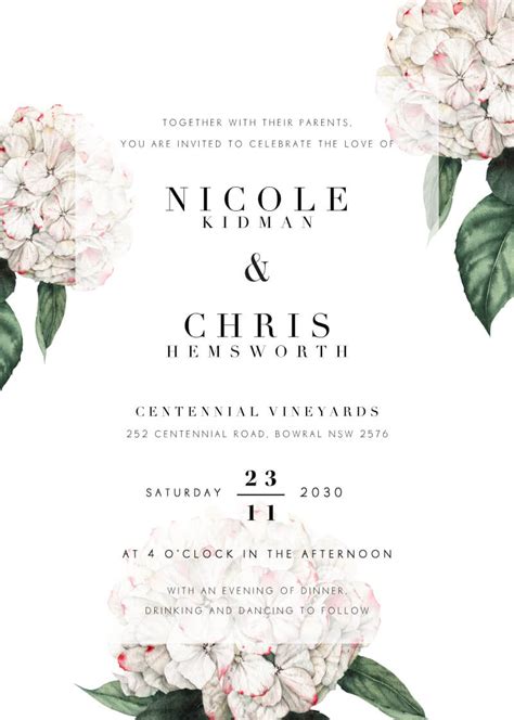 Customise Hydrangea Wedding Invitations By Paperlust