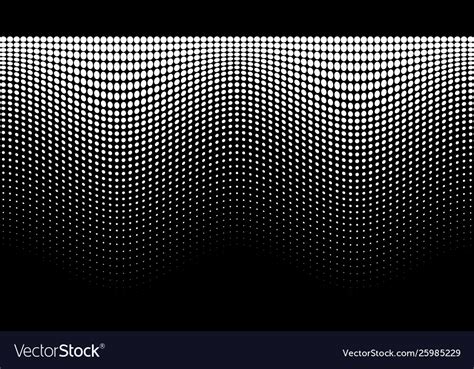 Halftone Wave White Pattern Horizontal Background Vector Image