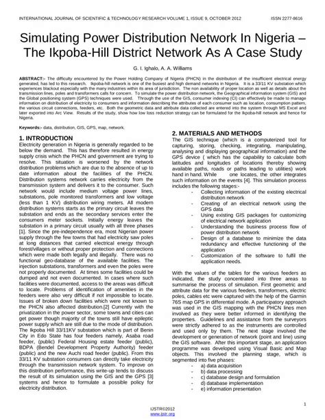 pdf simulating power distribution network in nigeria the · pdf
