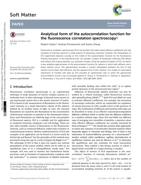 Pdf Analytical Form Of The Autocorrelation Function For The