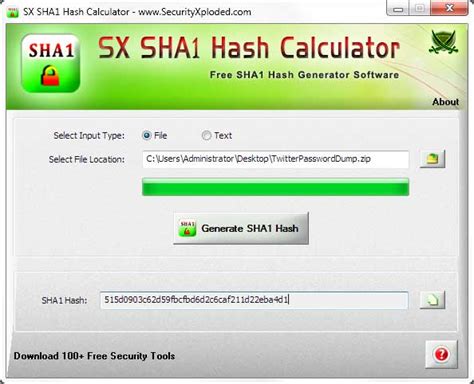 Sxsha1hashcalculator Screenshot