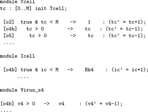 the implementation of the stochastic model table 2 in the prism