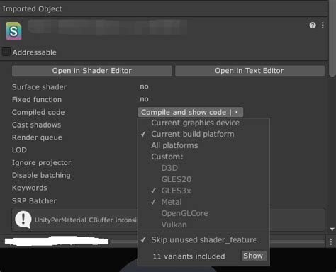 Unity Shader Variant的使用 菠菜的blog