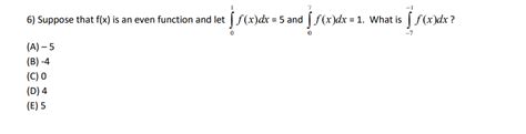 Solved Suppose That F X Is An Even Function And Let Chegg
