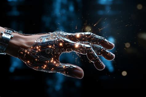 Ai Generative Ai Machine Learning Hand Of Robot Touching On Big Data