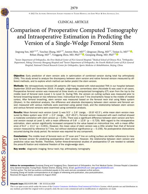Pdf Comparison Of Preoperative Computed Tomography And Intraoperative Estimation In Predicting