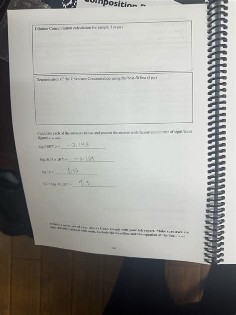 Solved Dilution Concentration Calculation For Sample 3 8