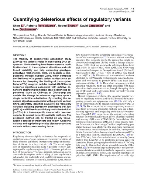 Pdf Quantifying Deleterious Effects Of Regulatory Variants