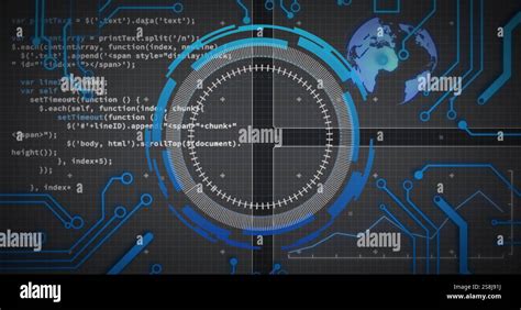 Image Of Data Processing Over Blue Motherboard Network Circular