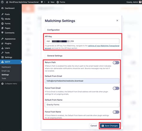 How To Send Wordpress Email Using Mailchimp Transactional Gravity Forms
